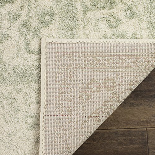 SAFAVIEH Adirondack Collection Area Rug - 8' Square, Ivory & Sage, Oriental Distressed Design, Non-Shedding & Easy Care, Ideal for High Traffic Areas in Living Room, Bedroom (ADR109V)