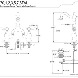 Kingston Brass KS7972TAL Tudor Bridge Bathroom Faucet, Polished Brass, 10.75 x 8 x 2.13