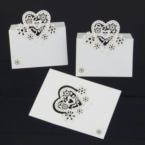 yueton Pack of 50 Cut Heart-Shaped Hollow Wedding Table Number Name Place Card Wedding Party Decoration