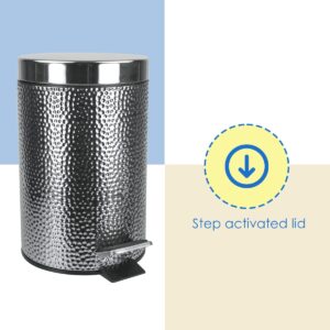 Home Basics (Silver) Hammered Stainless Steel Step-Activated Bedroom Trashcan