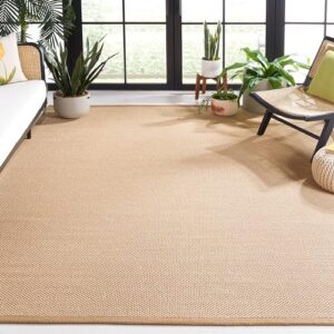 safavieh natural fiber collection area rug - 9' x 12', maize & linen, border sisal design, easy care, ideal for high traffic areas in living room, bedroom (nf141b)