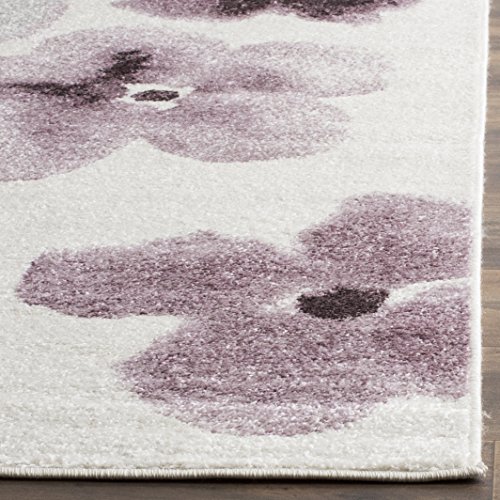 SAFAVIEH Adirondack Collection Area Rug - 8' x 10', Ivory & Purple, Floral Watercolor Design, Non-Shedding & Easy Care, Ideal for High Traffic Areas in Living Room, Bedroom (ADR123L)