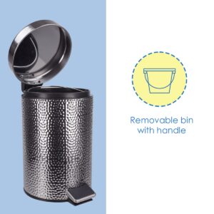 Home Basics (Silver) Hammered Stainless Steel Step-Activated Bedroom Trashcan