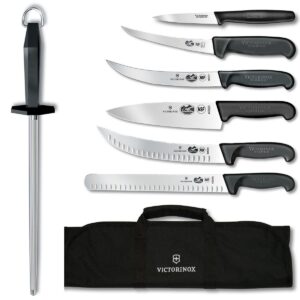 victorinox - vn46137 swiss army cutlery fibrox pro ultimate competition bbq set, knife roll, 8-piece, black