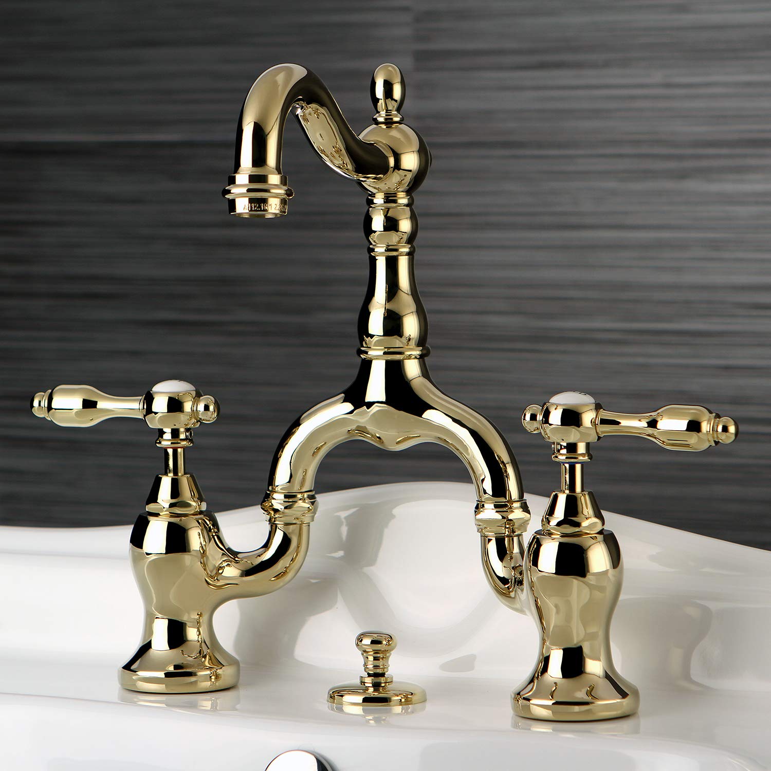 Kingston Brass KS7972TAL Tudor Bridge Bathroom Faucet, Polished Brass, 10.75 x 8 x 2.13