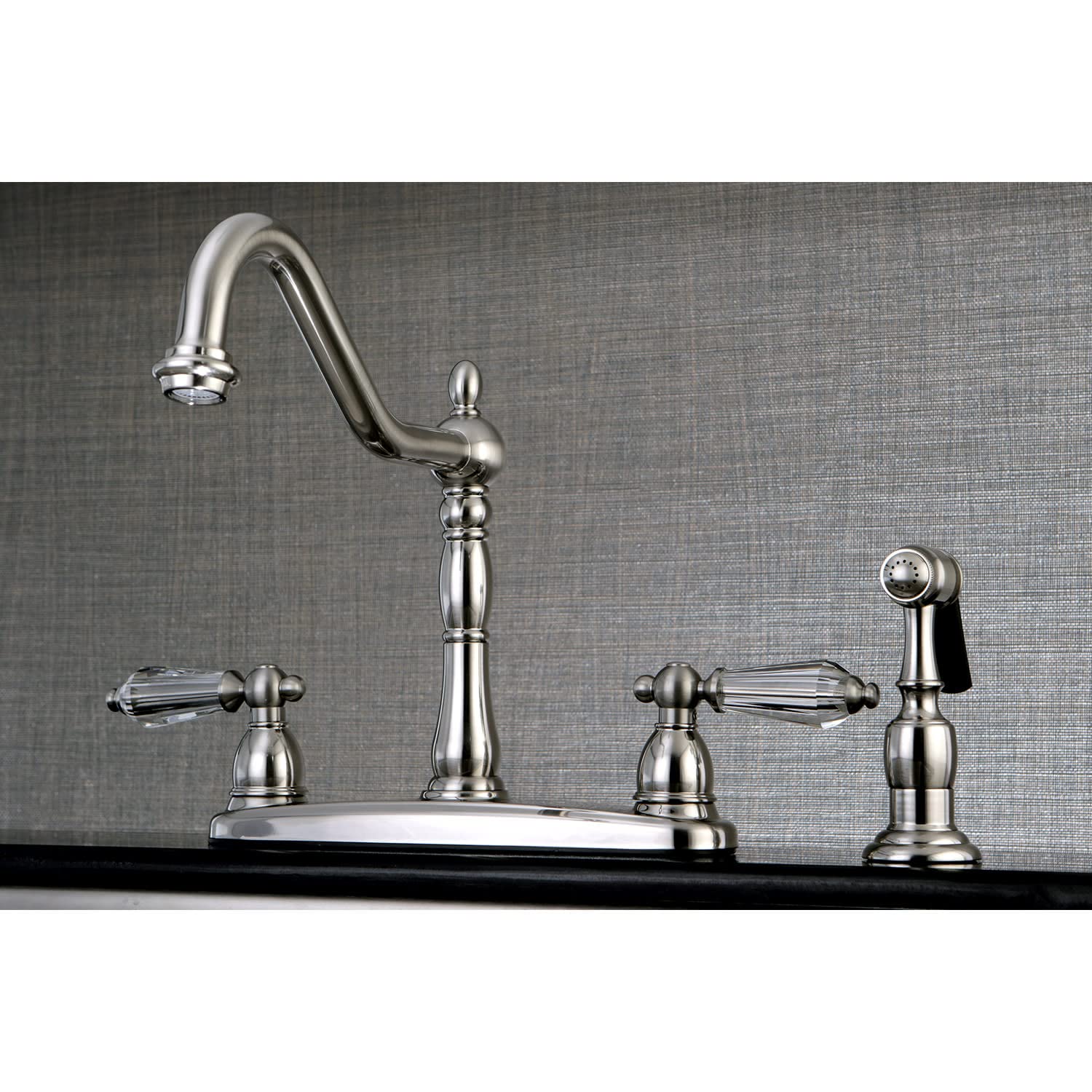 Kingston Brass KB1755WLLBS 8" Centerset Kitchen Faucet with Brass Sprayer, 8-5/8" in Spout Reach, Oil Rubbed Bronze