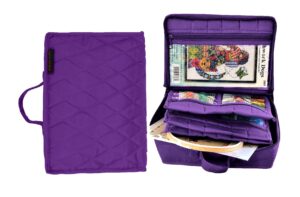 yazzii original craft organizer tote bag - portable storage bag organizer - multipurpose storage organizer for crafts, cosmetics & jewelry. purple