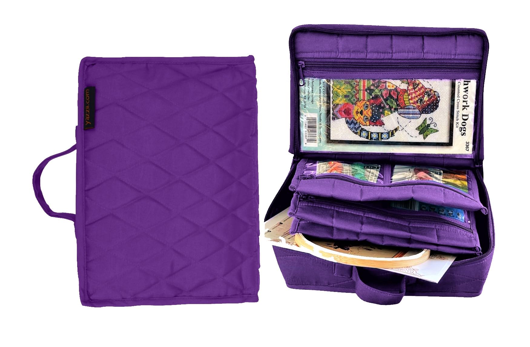 Yazzii Original Craft Organizer Tote Bag - Portable Storage Bag Organizer - Multipurpose Storage Organizer for Crafts, Cosmetics & Jewelry. Purple