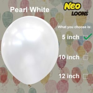 Neo LOONS® 100 pcs 5" Pearl White Premium Latex Balloons - Great for Kids, Adult Birthdays, Weddings, Receptions, Baby Showers, Water Fights, or Any Celebration