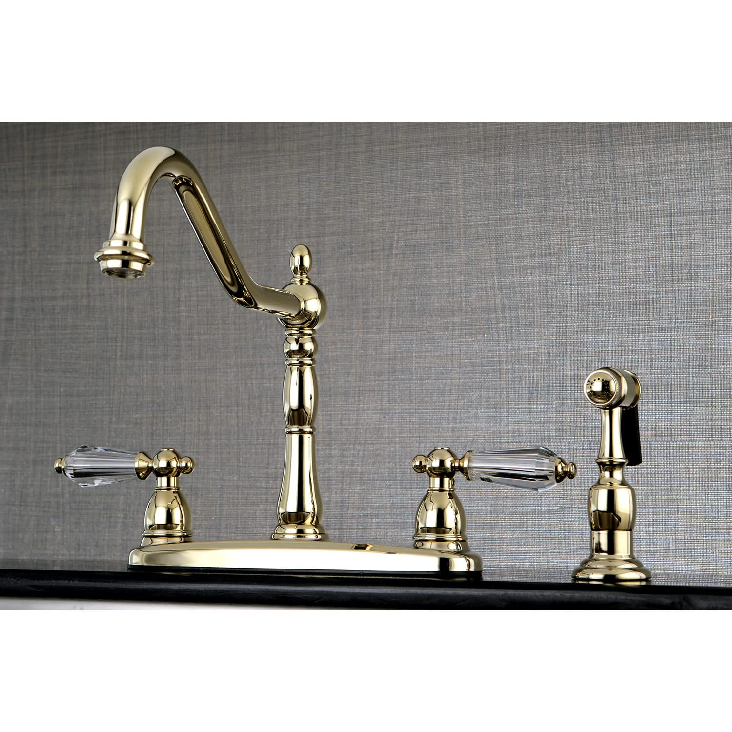 Kingston Brass KB1755WLLBS 8" Centerset Kitchen Faucet with Brass Sprayer, 8-5/8" in Spout Reach, Oil Rubbed Bronze