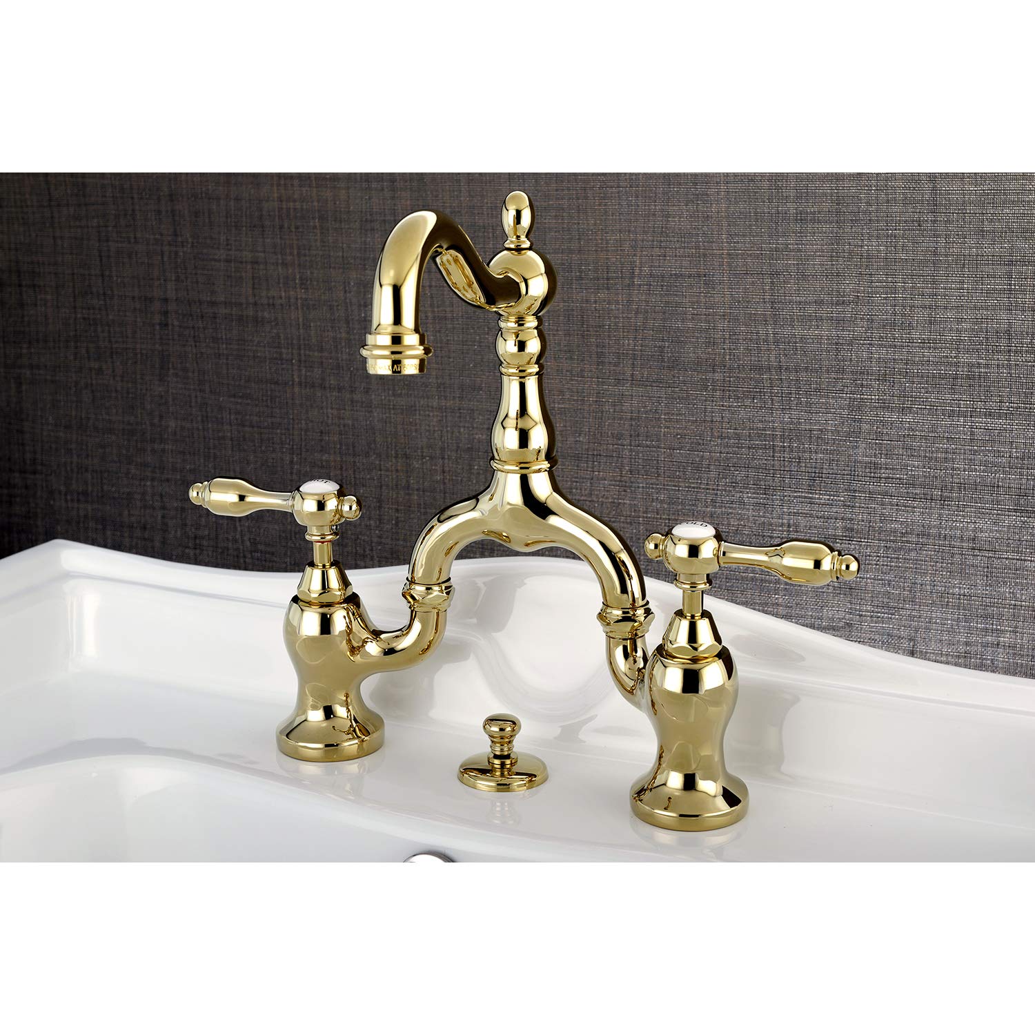 Kingston Brass KS7972TAL Tudor Bridge Bathroom Faucet, Polished Brass, 10.75 x 8 x 2.13