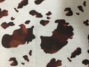 brown white cow print poly cotton fabric - sold by the yard - 59"