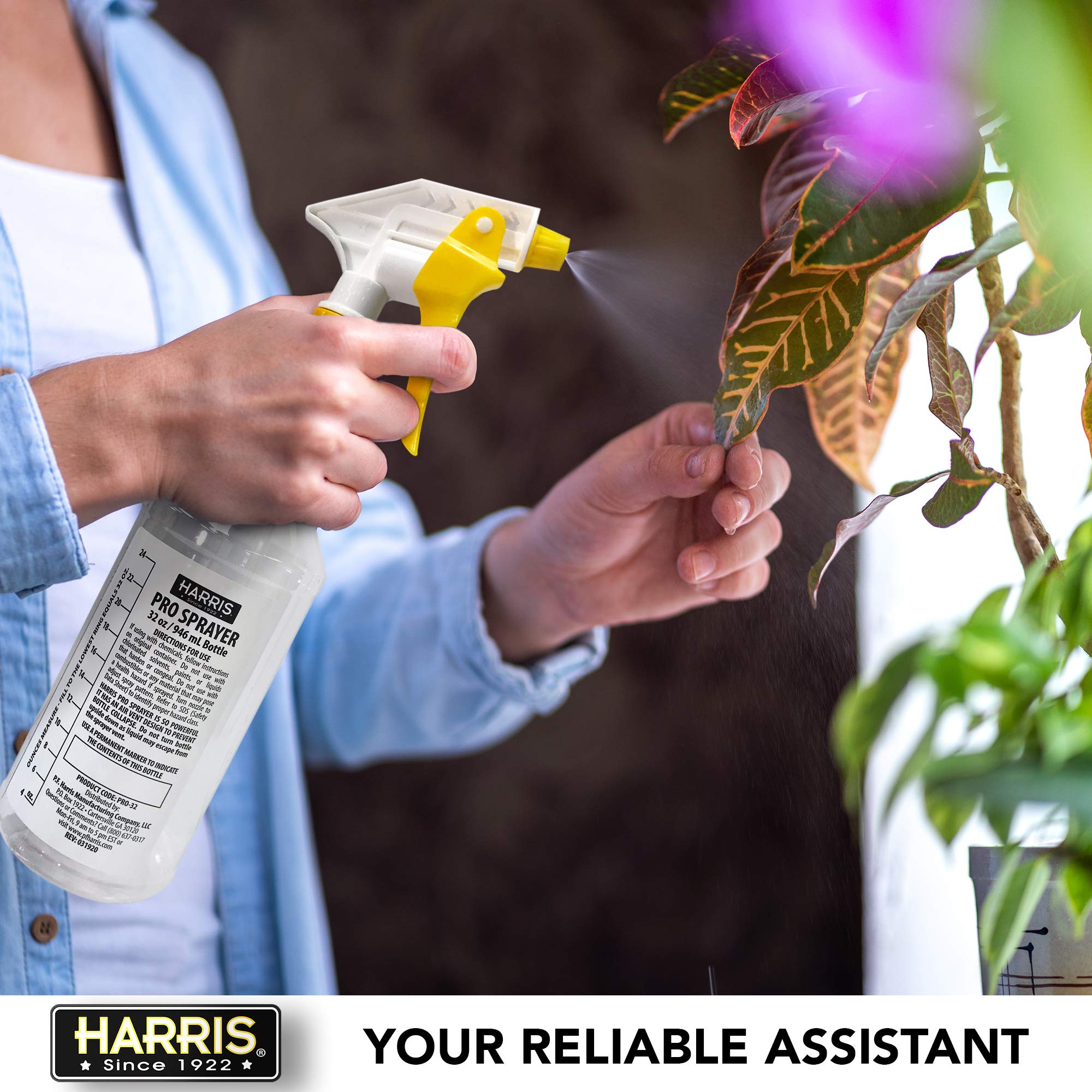 HARRIS Professional Spray Bottle 32oz (3-Pack), All-Purpose for Cleaning and Plants with Clear Finish, Pressurized Sprayer, Adjustable Nozzle and Measurements