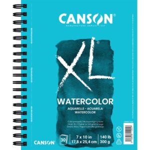 canson xl series watercolor paper, wirebound pad, 7x10 inches, 30 sheets (140lb/300g) - artist paper for adults and students - watercolors, mixed media, markers and art journaling