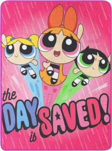 northwest cartoon network micro raschel throw blanket powerpuff girls, day saved, 46" x 60"