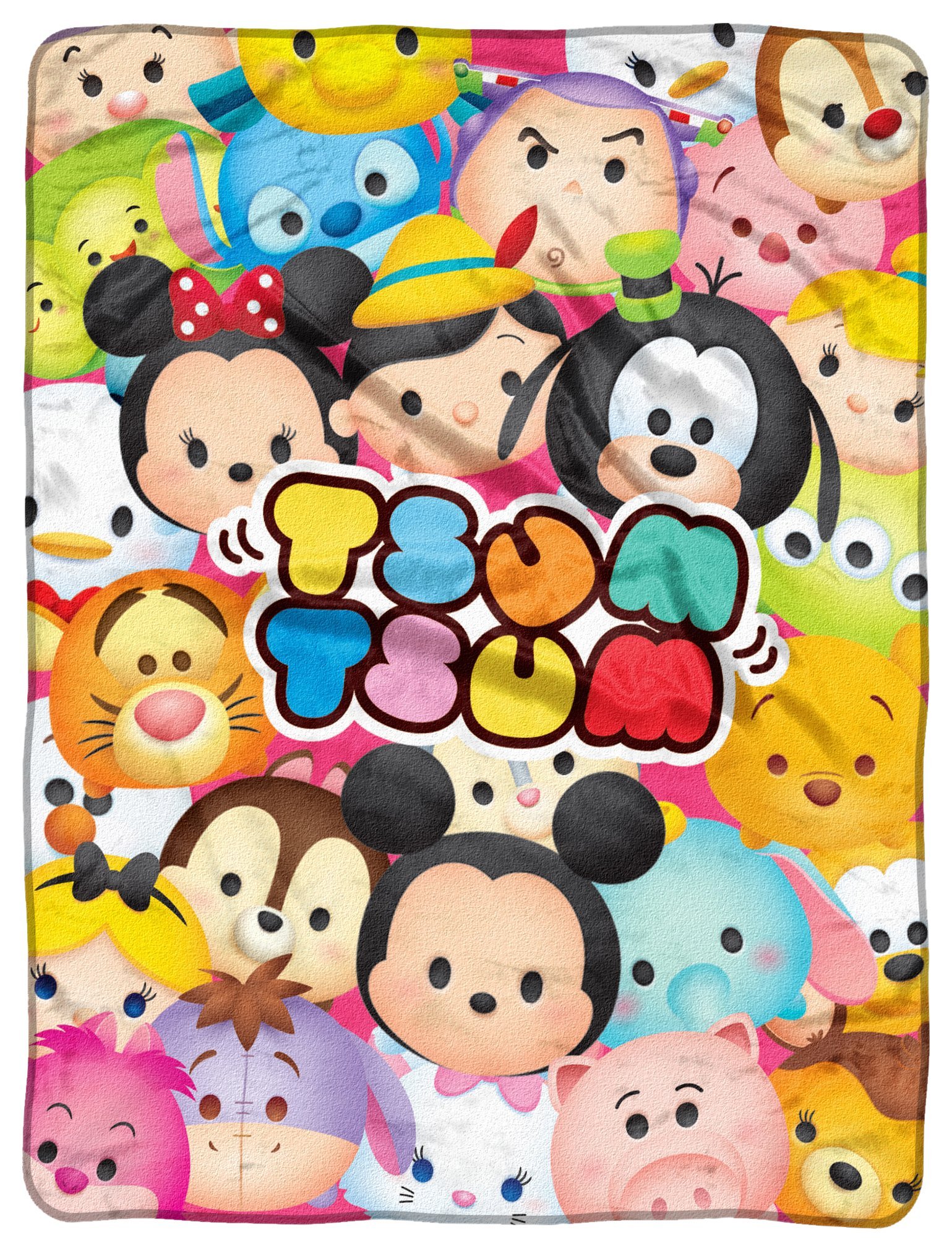 Disney-Pixar Tsum Tsum, "Tsum Tsum" Micro Raschel Throw Blanket, 46" x 60", Multi Color, 1 Count