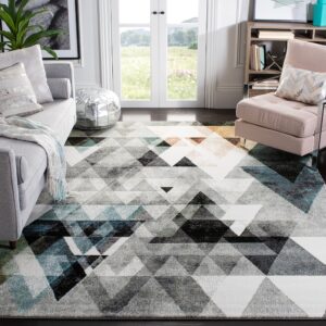 safavieh porcello collection area rug - 8' x 10', grey & blue, modern abstract design, non-shedding & easy care, ideal for high traffic areas in living room, bedroom (prl6938c)