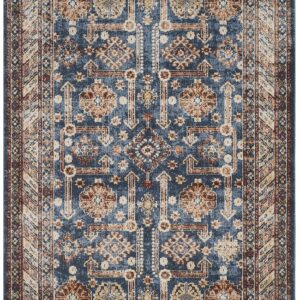 SAFAVIEH Bijar Collection 5'3" x 7'6" Royal / Ivory BIJ653B Traditional Oriental Distressed Non-Shedding Living Room Bedroom Dining Home Office Area Rug