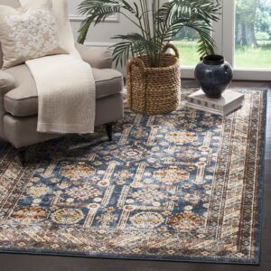 safavieh bijar collection 5'3" x 7'6" royal / ivory bij653b traditional oriental distressed non-shedding living room bedroom dining home office area rug