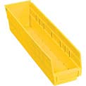 Nestable Shelf Bin, Plastic, 4-1/8"W X 17-7/8"D X 4" H, Yellow - Lot of 12