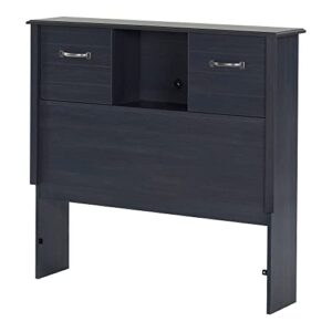 south shore ulysses bookcase headboard with doors, twin, blueberry