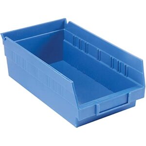 nestable shelf storage bin, plastic, 6-5/8"w x 11-5/8" d x 4" h, blue - lot of 12