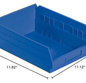 Nestable Shelf Storage Bin, Plastic, 11-1/8"W X 11-5/8" D X 4" H, Blue - Lot of 12