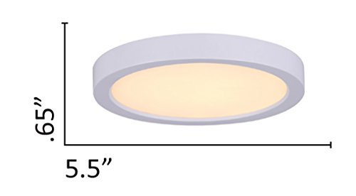 CANARM LED-SM55DL-WT-C LTD 5.5" LED Round Disk Light, Surface Mounted, Line Volt Without Driver, Painted White with Acrylic Lens