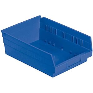 nestable shelf storage bin, plastic, 11-1/8"w x 11-5/8" d x 4" h, blue - lot of 12