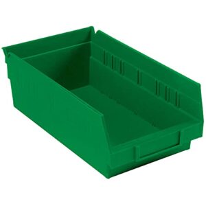 nestable shelf bin, plastic, 6-5/8"w x 11-5/8" d x 4" h, green - lot of 12