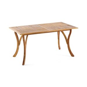 christopher knight home hermosa acacia wood rectangular table, teak finish