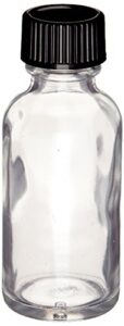 premium vials b25-24cl boston round glass bottle with cap, 1 oz capacity, clear (pack of 24)