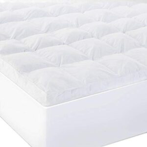 malouf plush down alternative fiber bed mattress topper with pure cotton cover - queen, white