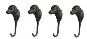 lulu decor, cast iron dog face hooks, set of 4 hooks, ready to hang on wall (4 pcs)