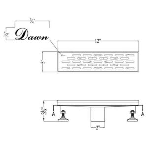 Dawn LYE470304 Yangtze River Series Linear Shower Drain, 47"