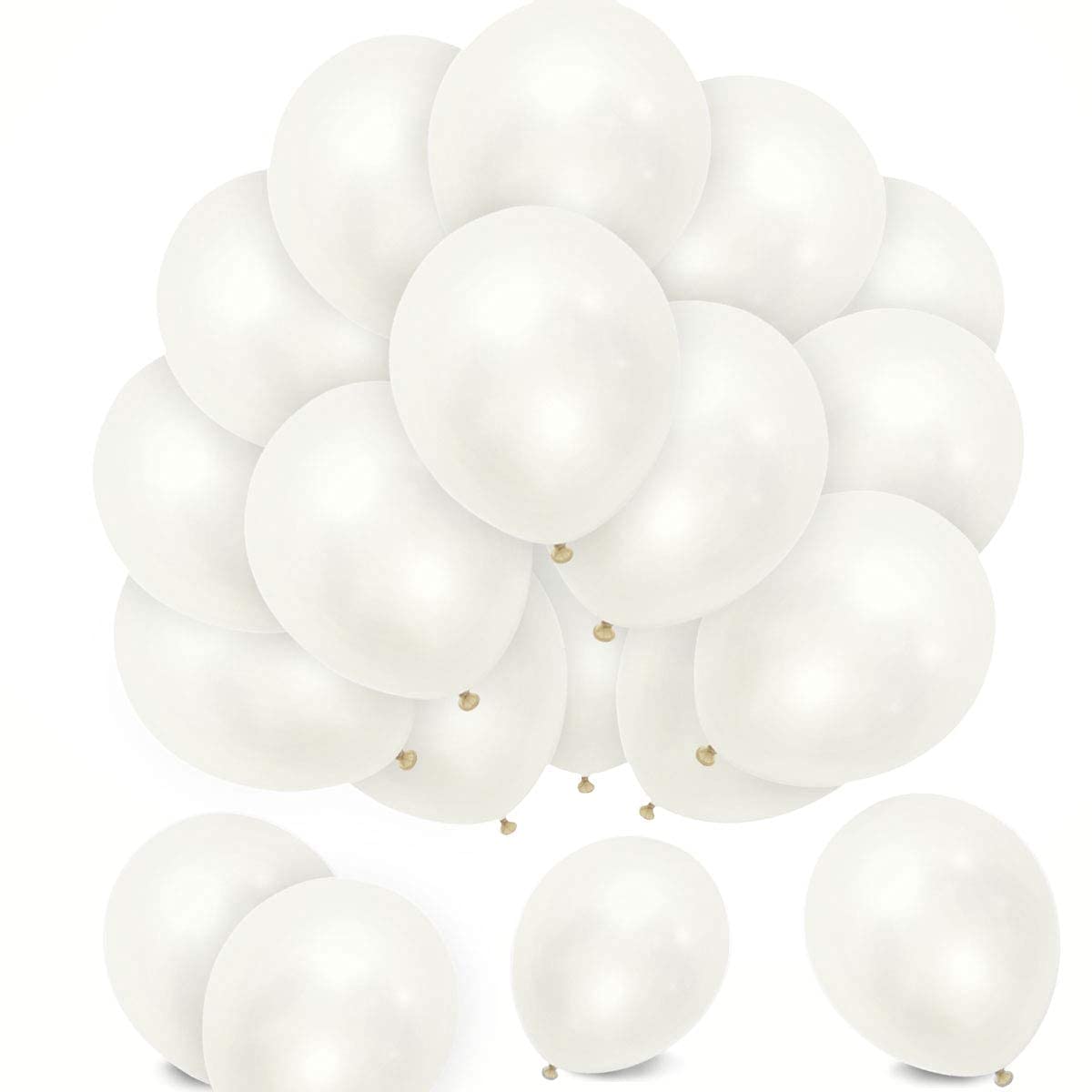 Elecrainbow 12 Inches 320 Grams Thickened White Balloons,White Party Supplies for Birthday Wedding Baby Shower Graduation Anniversary Memorial Day,100 Count