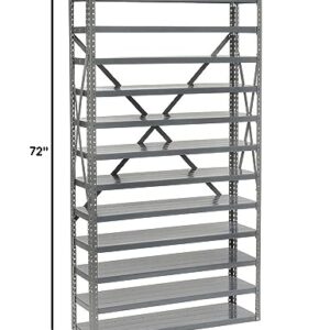 Global Industrial 13 Shelf Steel Shelving with (48) 4" H Plastic Shelf Bins, Blue, 36x12x72