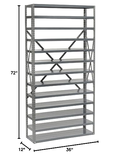 Global Industrial 13 Shelf Steel Shelving with (48) 4" H Plastic Shelf Bins, Blue, 36x12x72