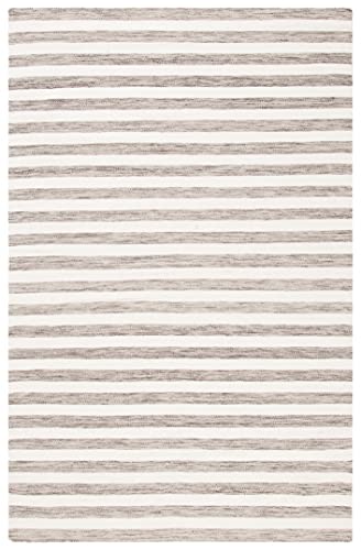 SAFAVIEH Dhurries Collection 5' x 8' Brown / Ivory DHU575E Handmade Flatweave Premium Wool Area Rug