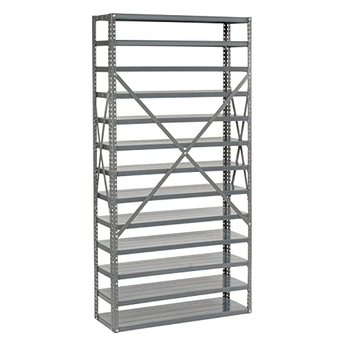 Global Industrial 13 Shelf Steel Shelving with (48) 4" H Plastic Shelf Bins, Blue, 36x12x72