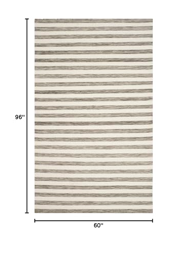 SAFAVIEH Dhurries Collection 5' x 8' Brown / Ivory DHU575E Handmade Flatweave Premium Wool Area Rug