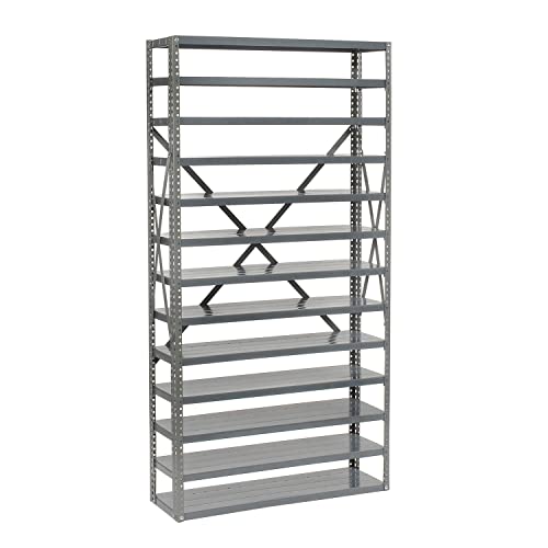 Global Industrial 13 Shelf Steel Shelving with (48) 4" H Plastic Shelf Bins, Blue, 36x12x72