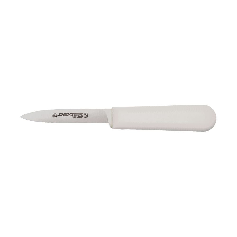 Dexter Sani-Safe Stainless Steel Paring Knife with White Polypropylene Handle - 3 1/4"L Blade