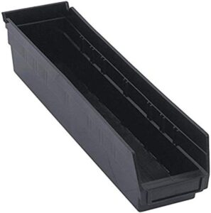 quantum storage systems qsb103bk 20-pack 4" hanging plastic shelf bin storage containers, 17-7/8" x 4-1/8" x 4", black