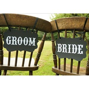 bride and groom chair signs