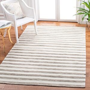 safavieh dhurries collection 5' x 8' brown / ivory dhu575e handmade flatweave premium wool area rug