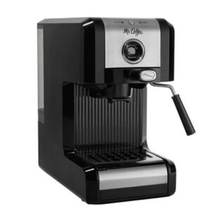 mr. coffee easy maker | authentic pump espresso machine, 6 piece, chrome/black