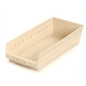 plastic nesting storage bin, 6-5/8"w x 17-7/8" d x 4" h, beige - lot of 12