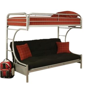 acme furniture eclipse twin xl over queen and futon bunk bed in silver