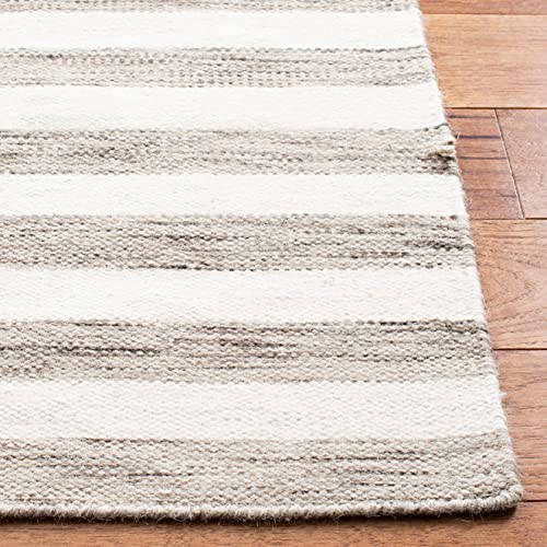 SAFAVIEH Dhurries Collection 5' x 8' Brown / Ivory DHU575E Handmade Flatweave Premium Wool Area Rug